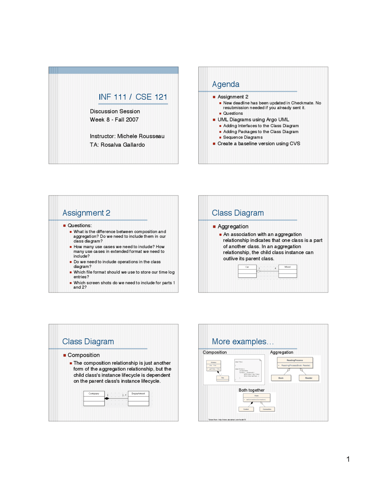 Lecture Slides On Class Diagram Software Tools And Methods Cse 121