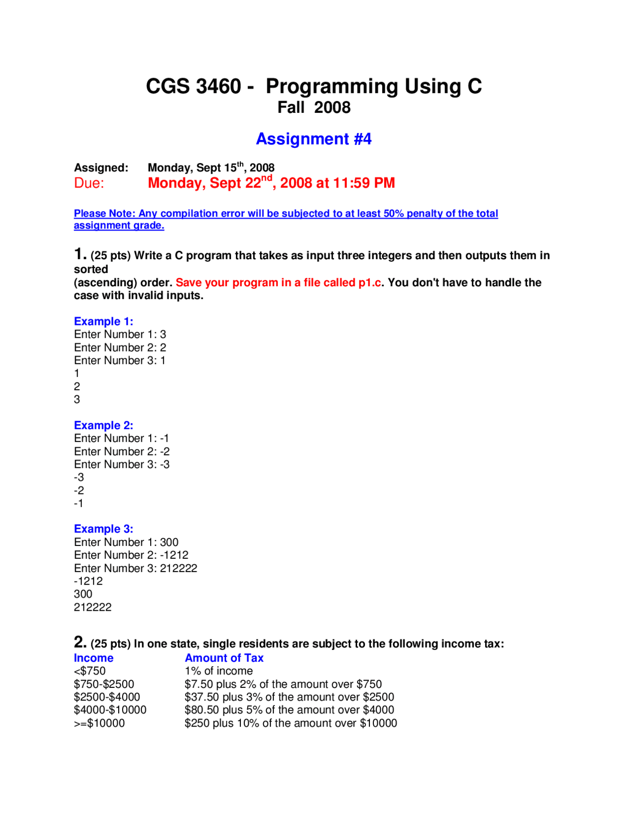 Practice Assignment 4 Programming Using C Cgs 3460 Docsity 4164