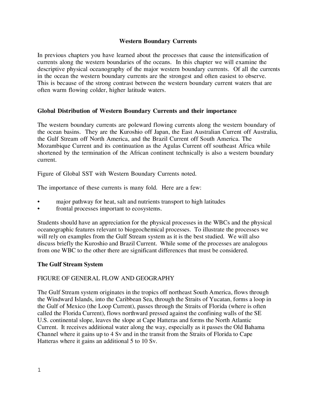 Western Boundary Currents Lecture Notes Ocp 6050 Docsity