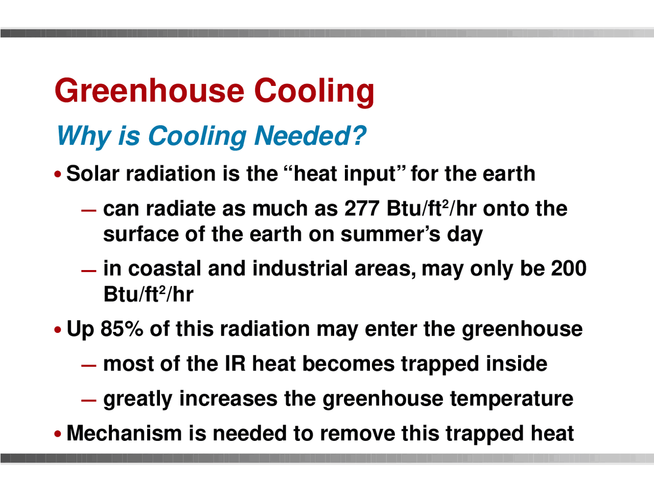 Greenhouse Cooling Lecture Slides Hort 4050 Docsity