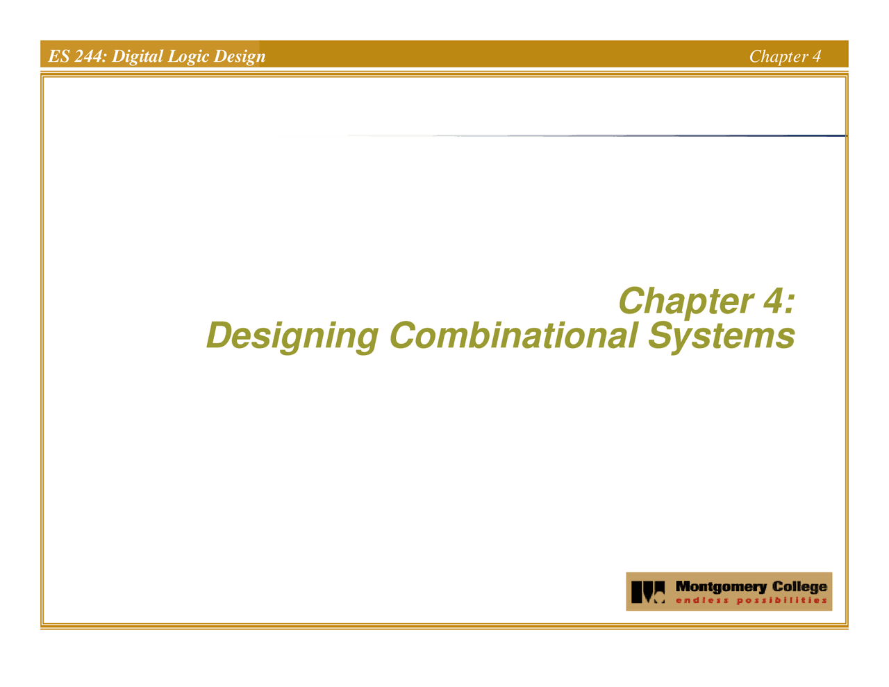 Designing Combinational Systems Slides Ee 244 Docsity