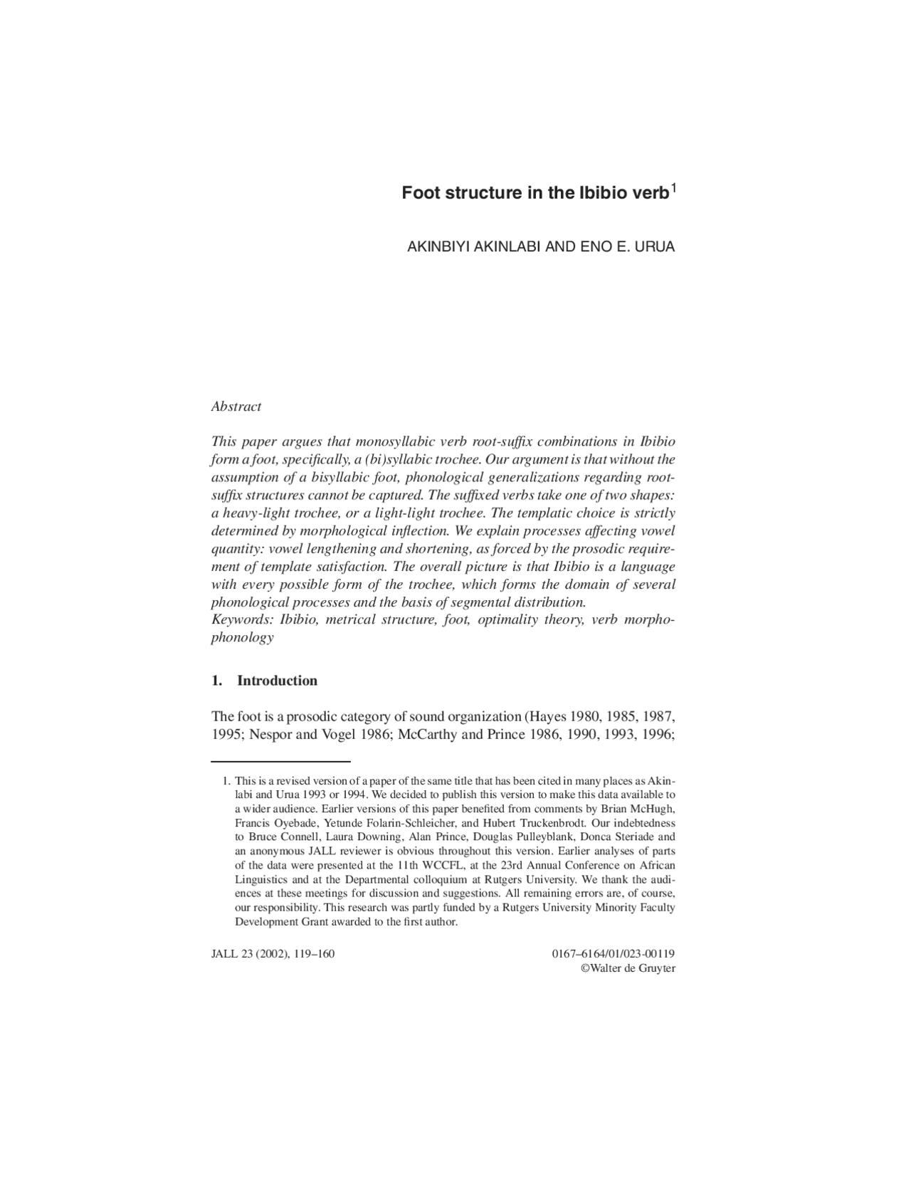 Introduction to Food Structure in the Ibibio Verb - Thesis | 119 160 ...