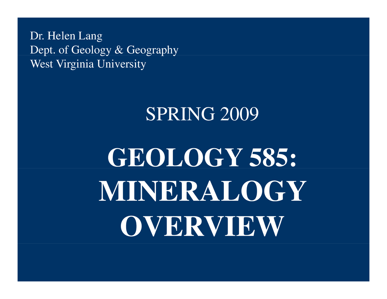 Mineralogy Overview Lecture Slides Geol 585 Docsity