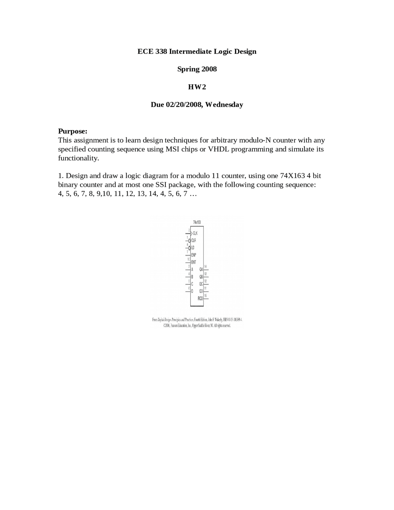 3 Problems On Intermediate Logic Design Homework 2 Ece 338 Docsity