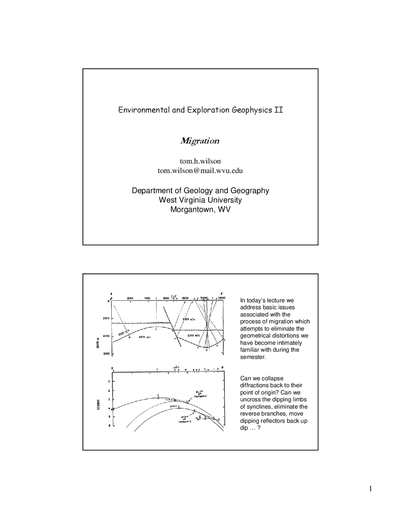 Apply Surfaces Of Transformation In Geophysics Ii Geol 554 Docsity