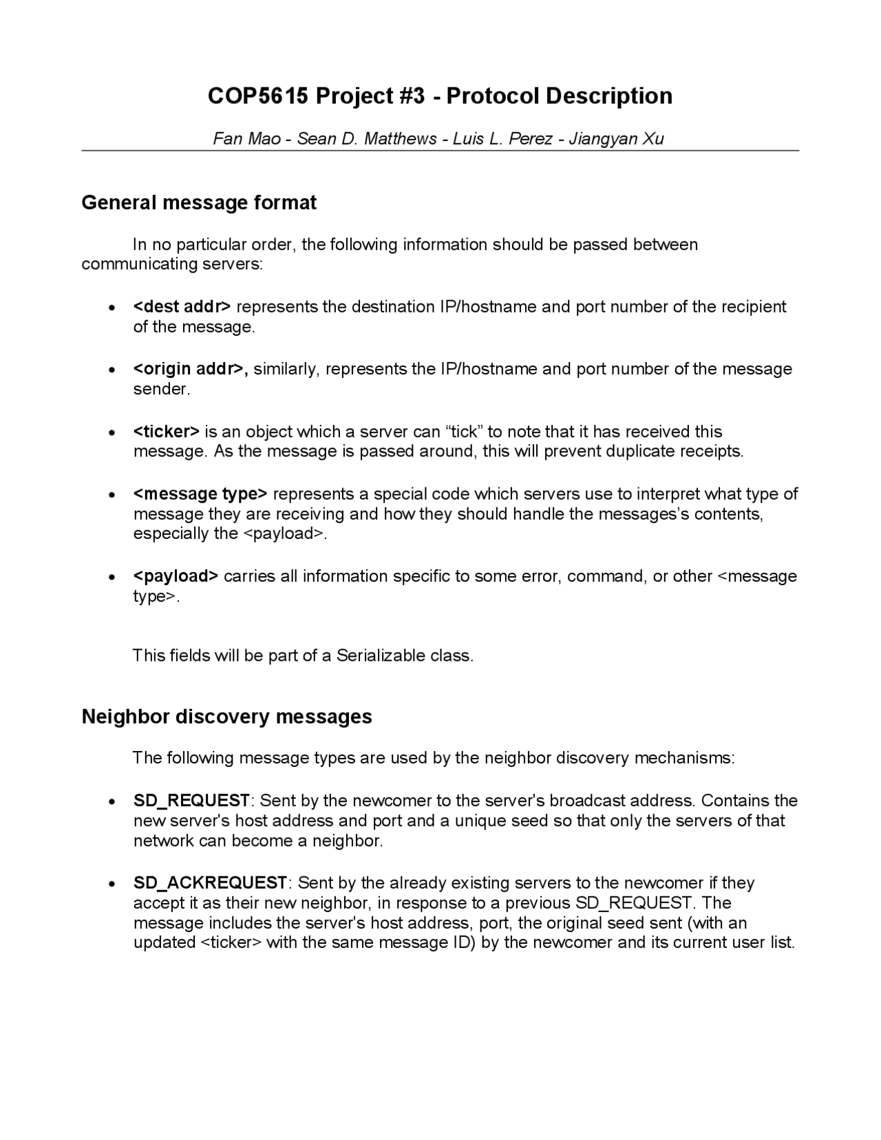 Distributed Operating Systems Principles Protocol Description Cop