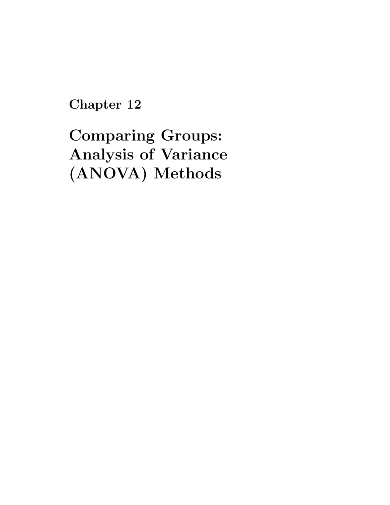 Comparing Groups Analysis Of Variance Anova Methods Lecture Notes