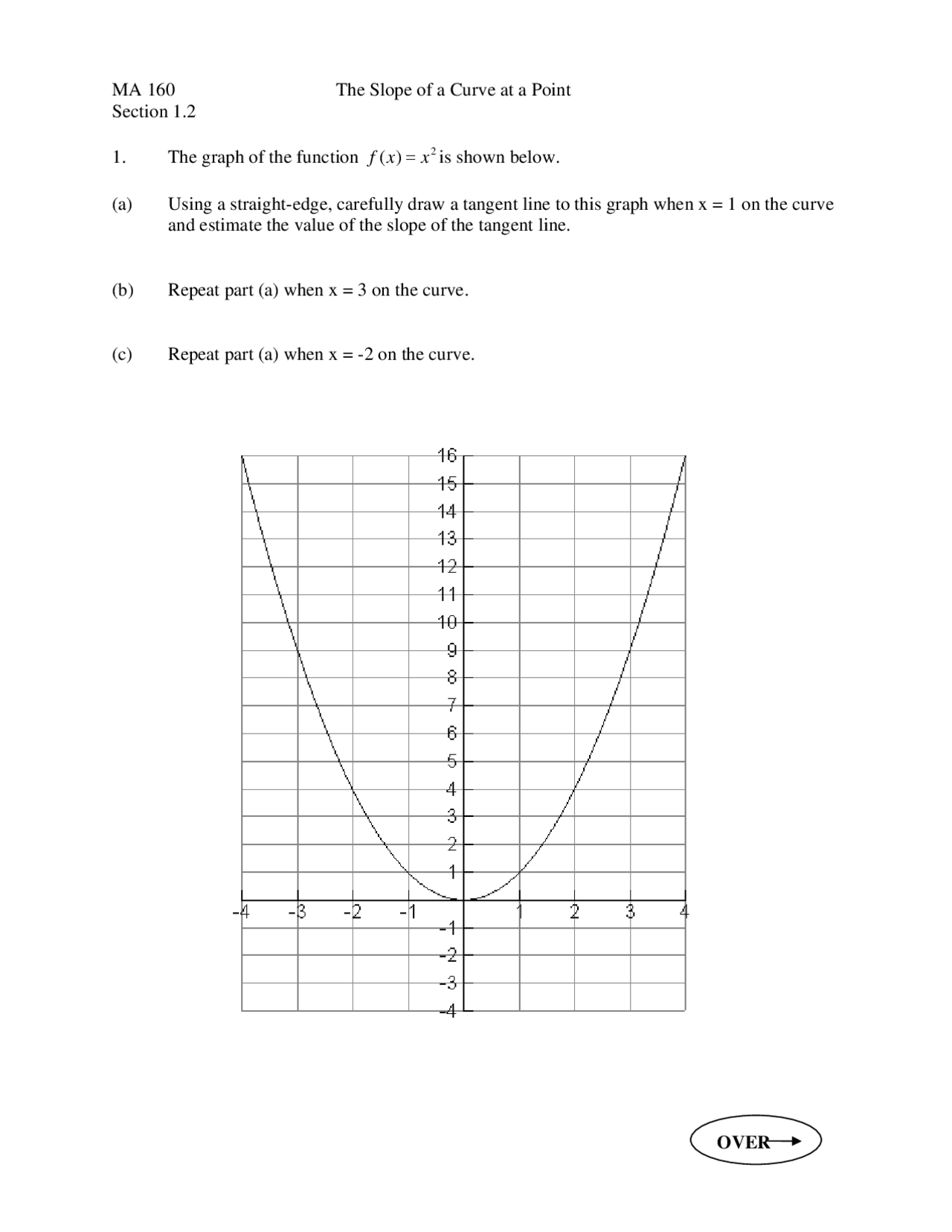 Slope Of A Curve At A Point Elementary Applied Calculus I Quiz Ma