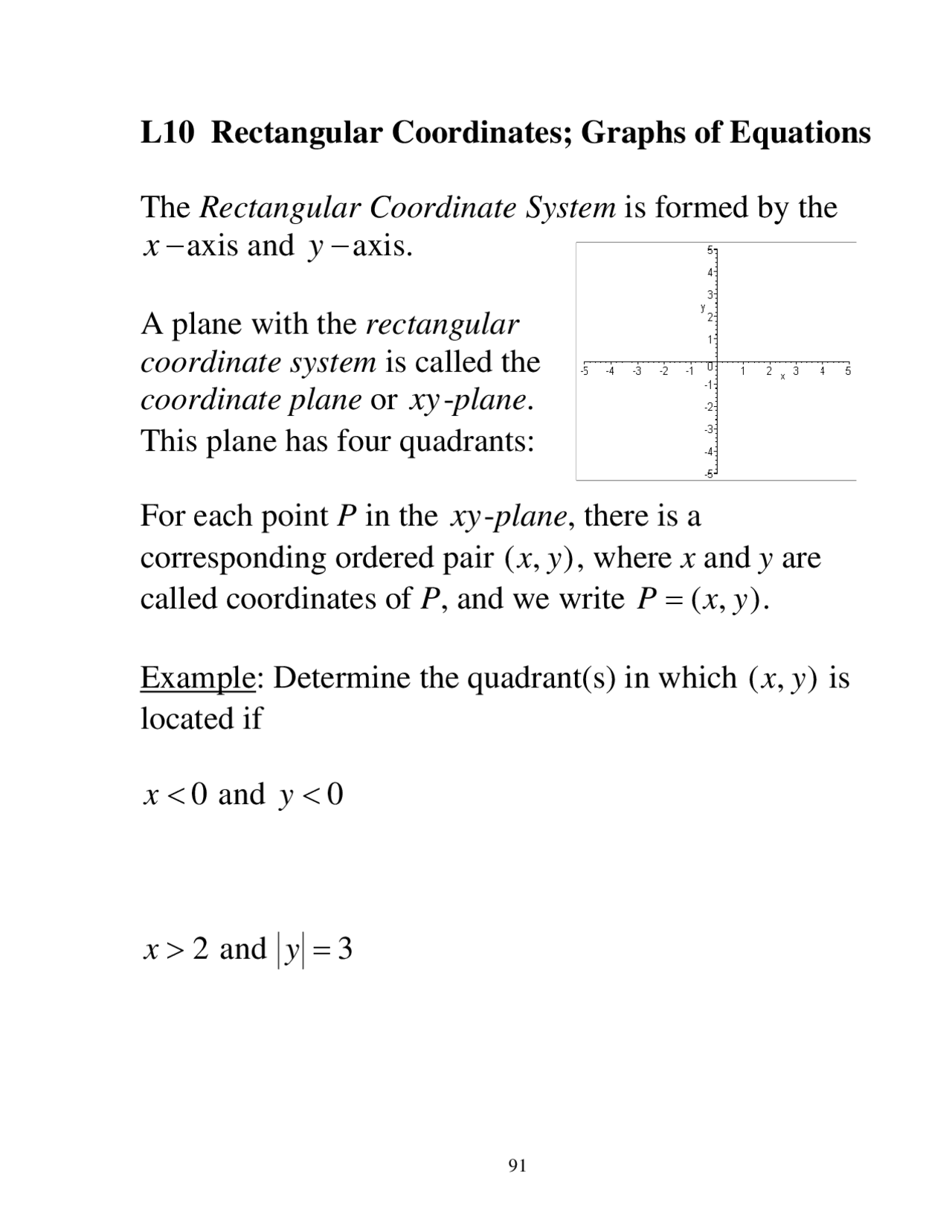 Notes On Rectangular Coordinates Graphs Of Equations Mac 1105 Docsity