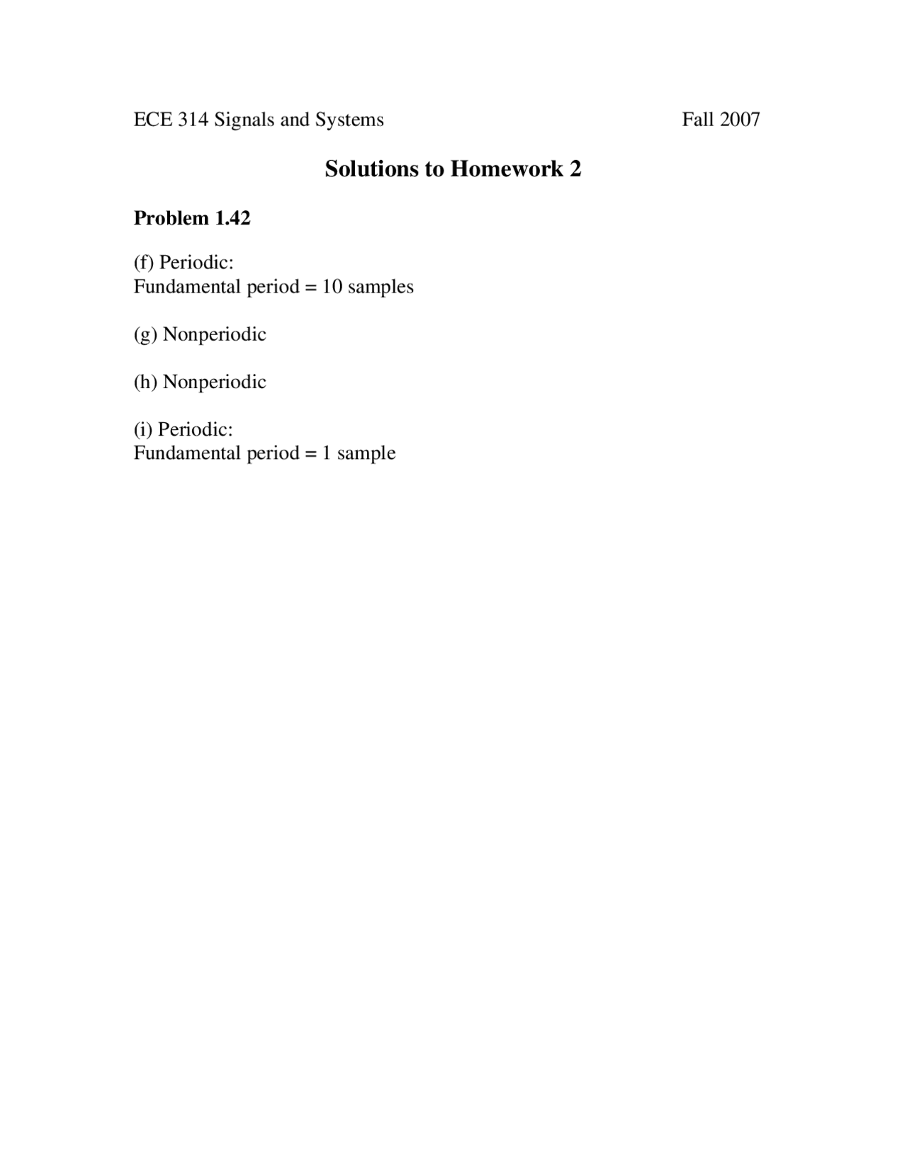 Resolution Of Problems On Signals And Systems Homework 2 Ece 314