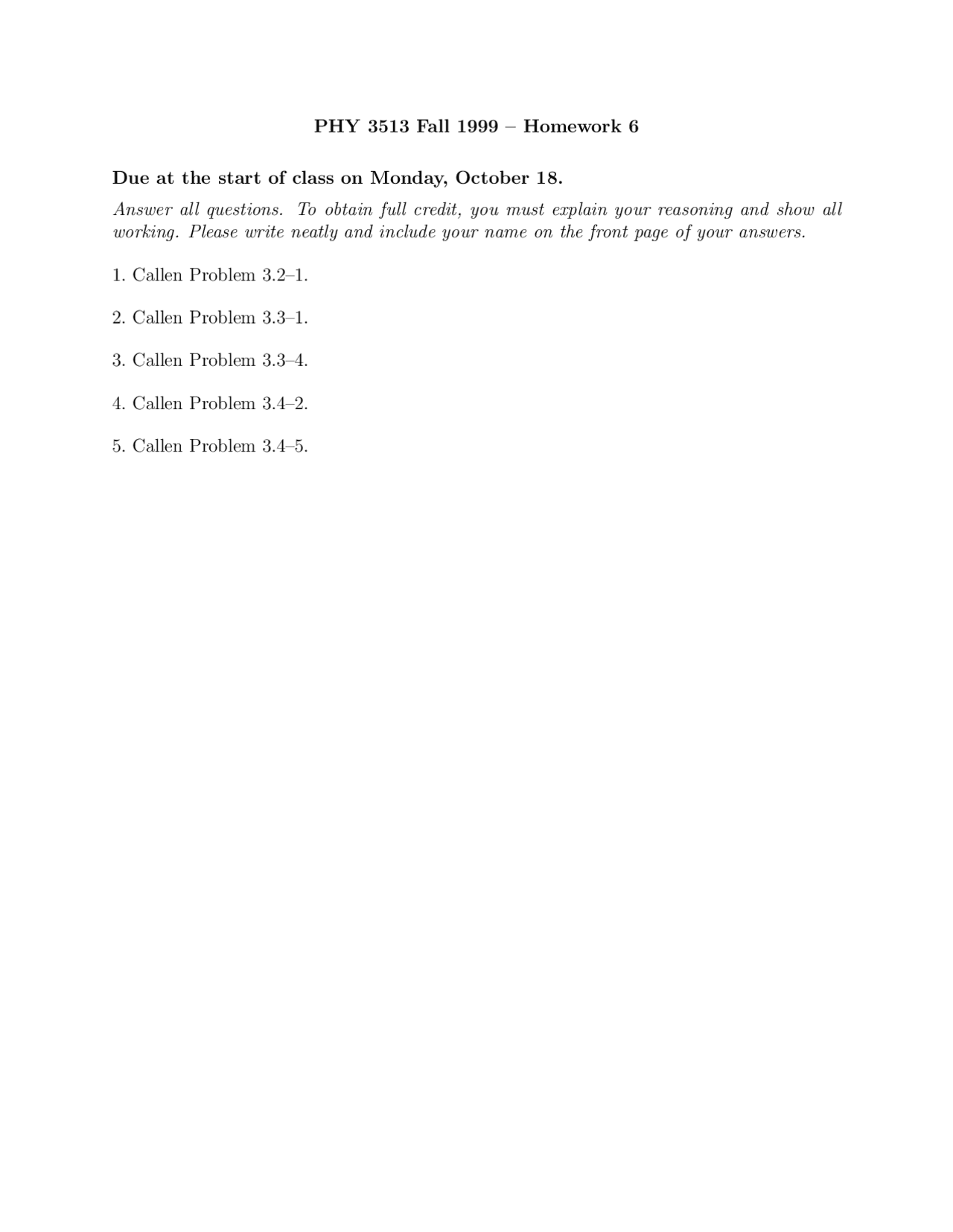 Thermal Physics Homework 6 Practice Phy 3513 Docsity