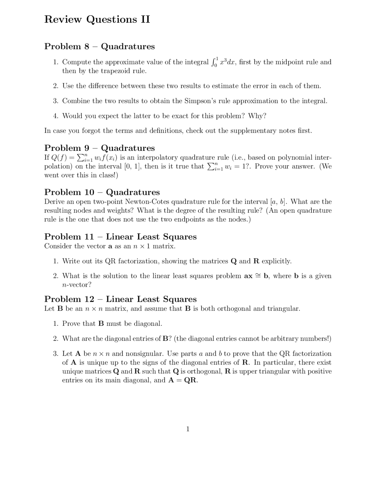 Review Questions Ii Numerical Analysis Computation Cot 4501 Docsity