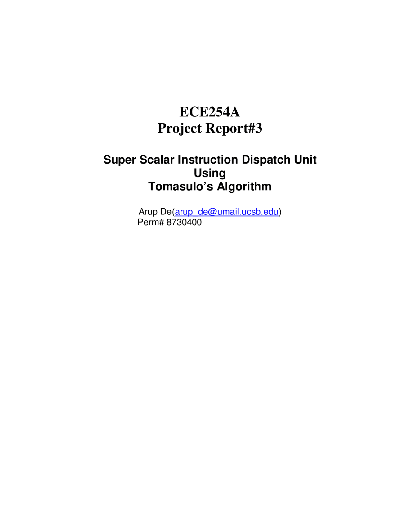 Superscalar Instruction Dispatch Unit Using Tomasulos Algorithm Ece 254a Docsity