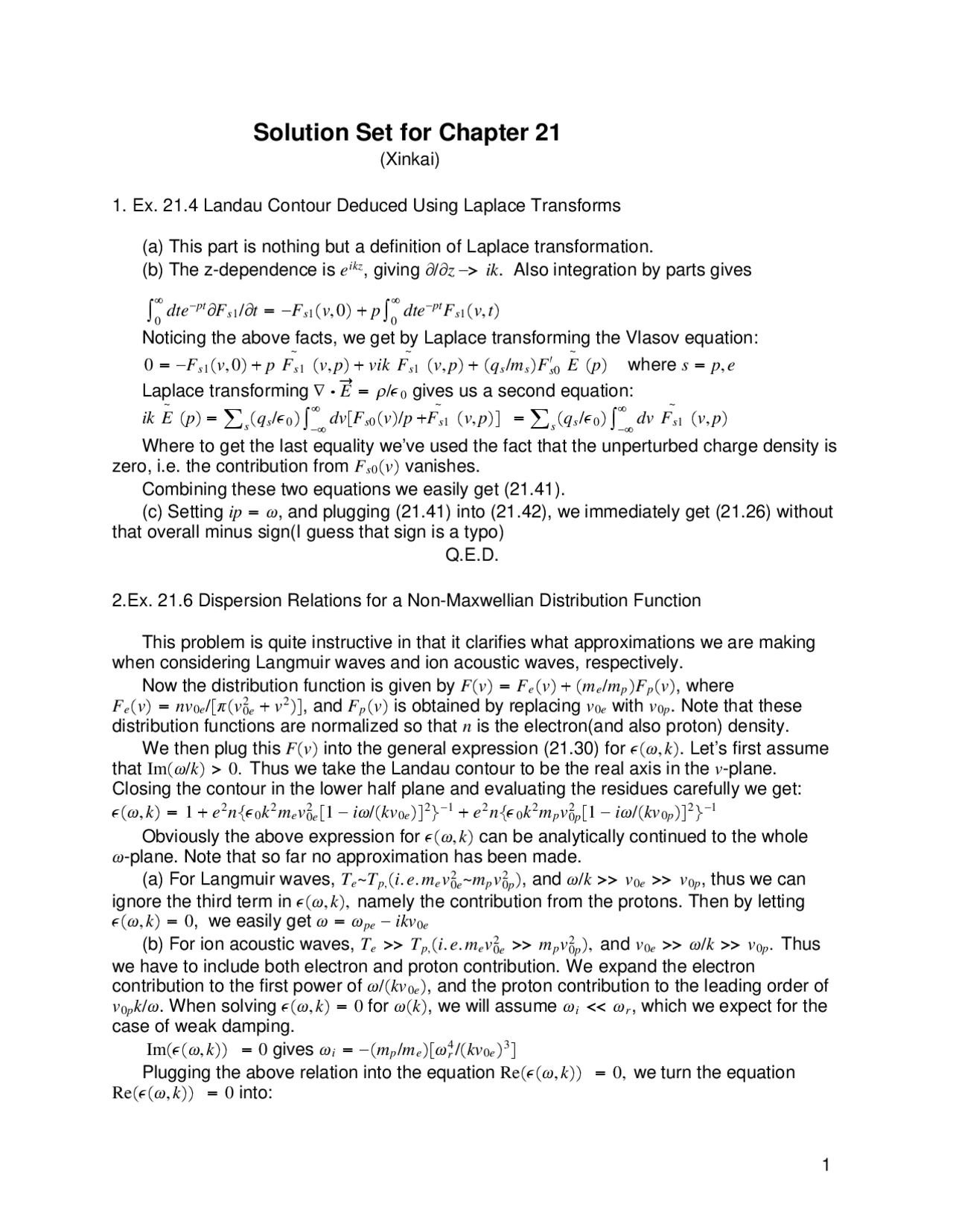 Dispersion Relations For Non Maxwellian Distribution Functions Phys