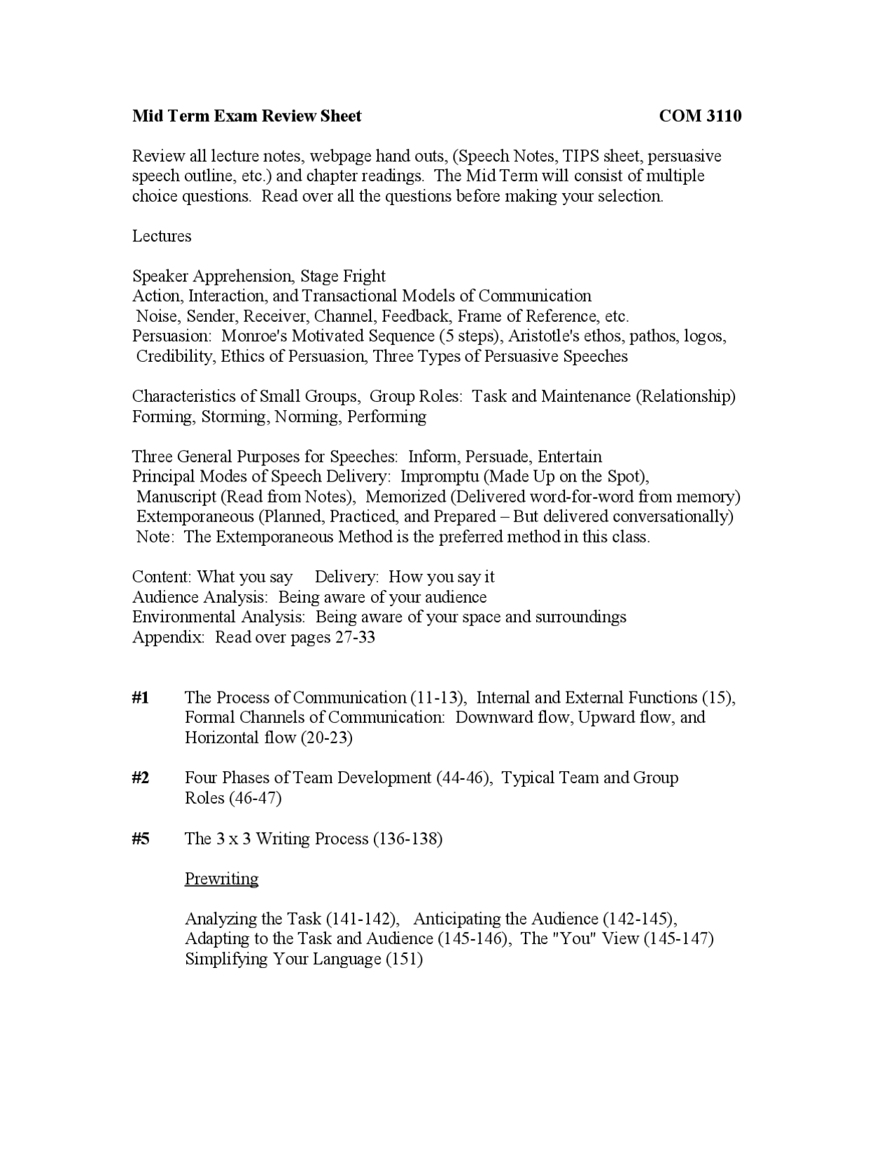 Business And Professional Communication Midterm Review Sheet Com