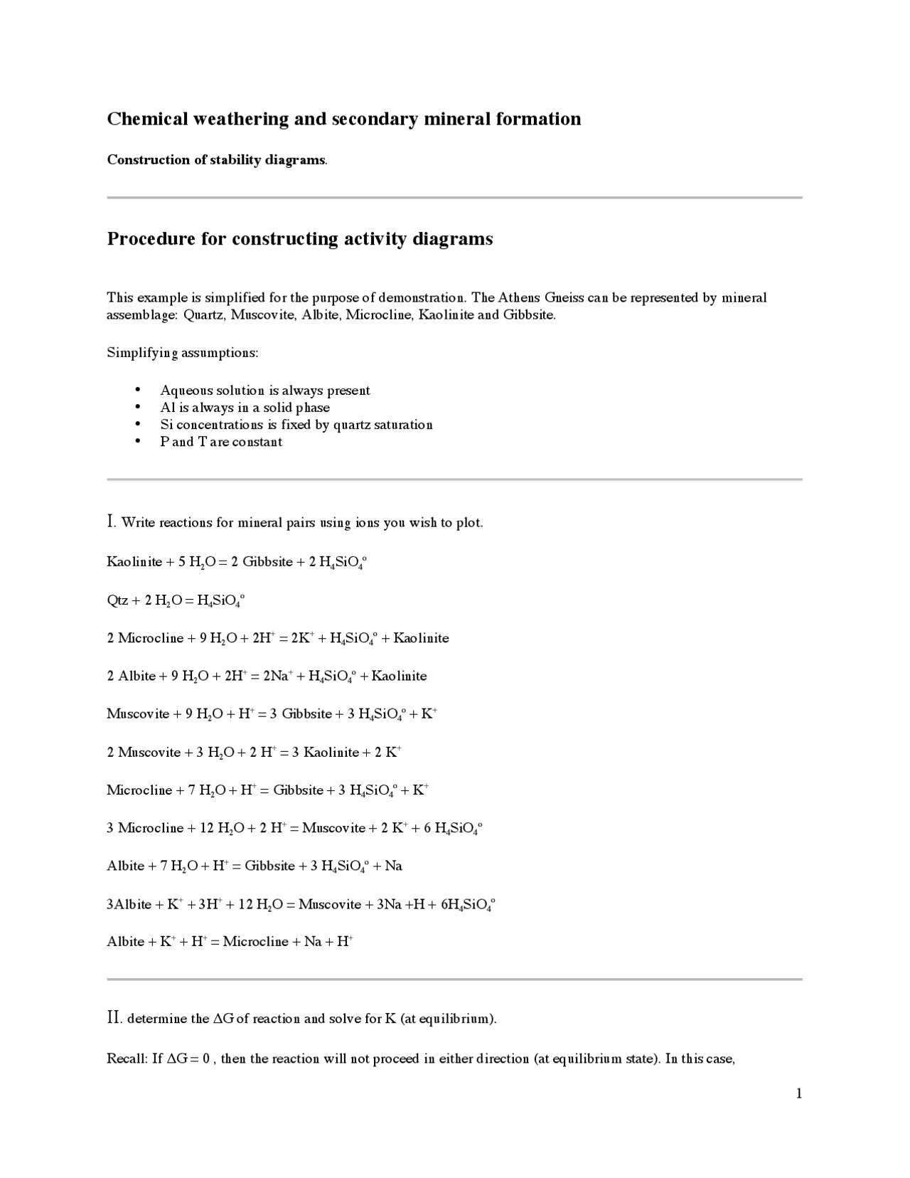 Notes On Chemical Weathering And Secondary Mineral Formation Geol