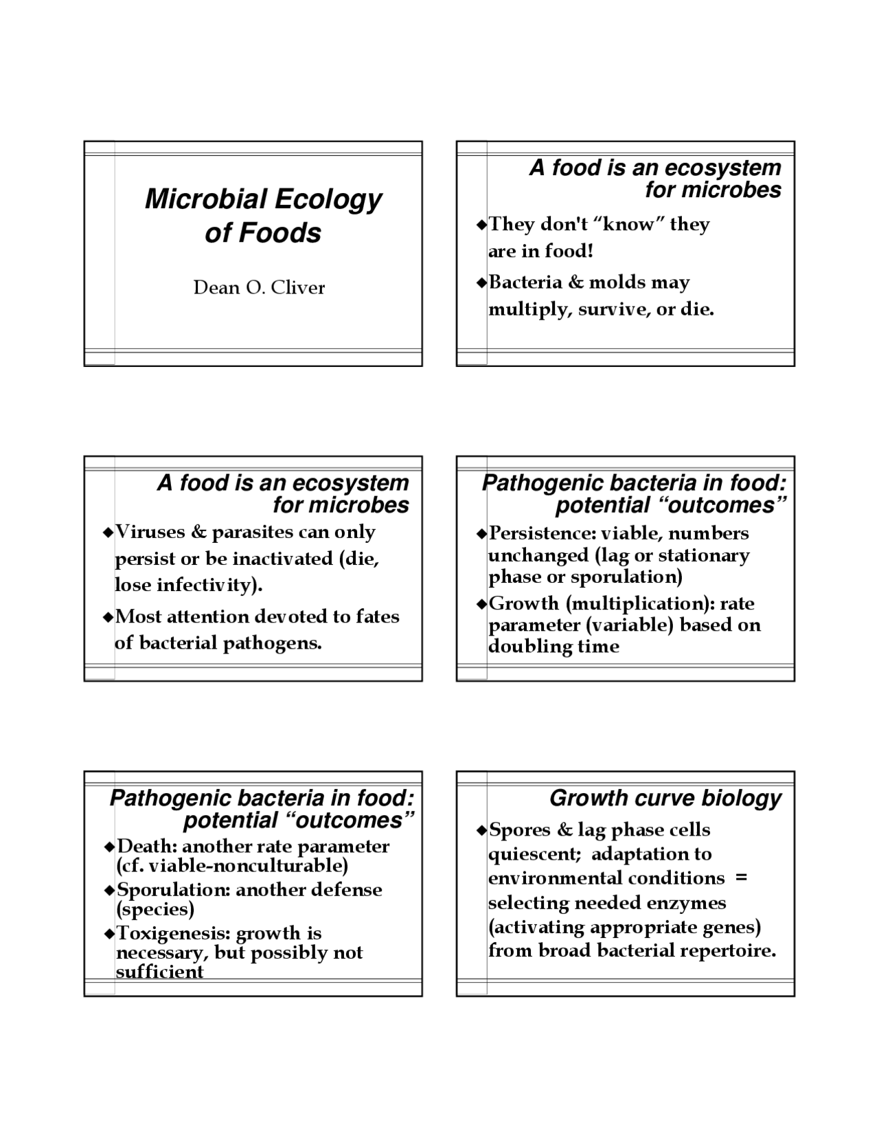 Lecture Slides On Microbial Ecology Of Foods Phr 250 Docsity