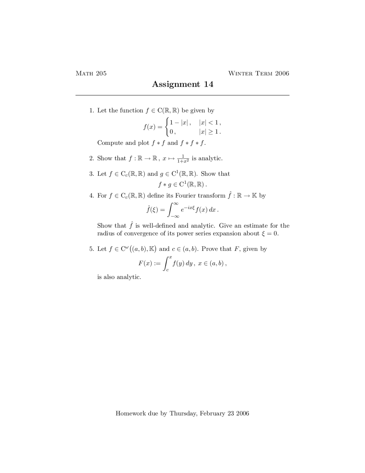 Introduction To Graduate Analysis Assignment 14 Questions Math 205