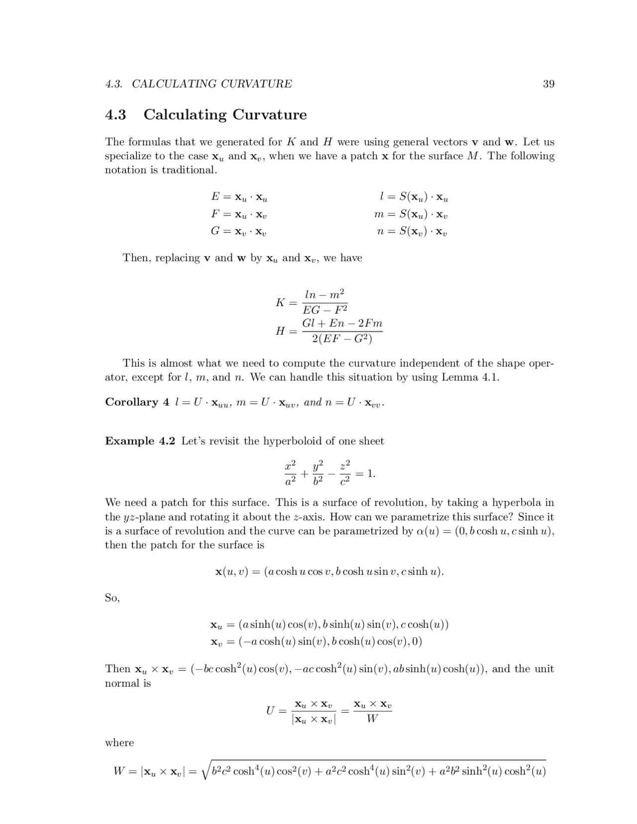 Calculating Curvature Lecture Notes Math 4080 Docsity