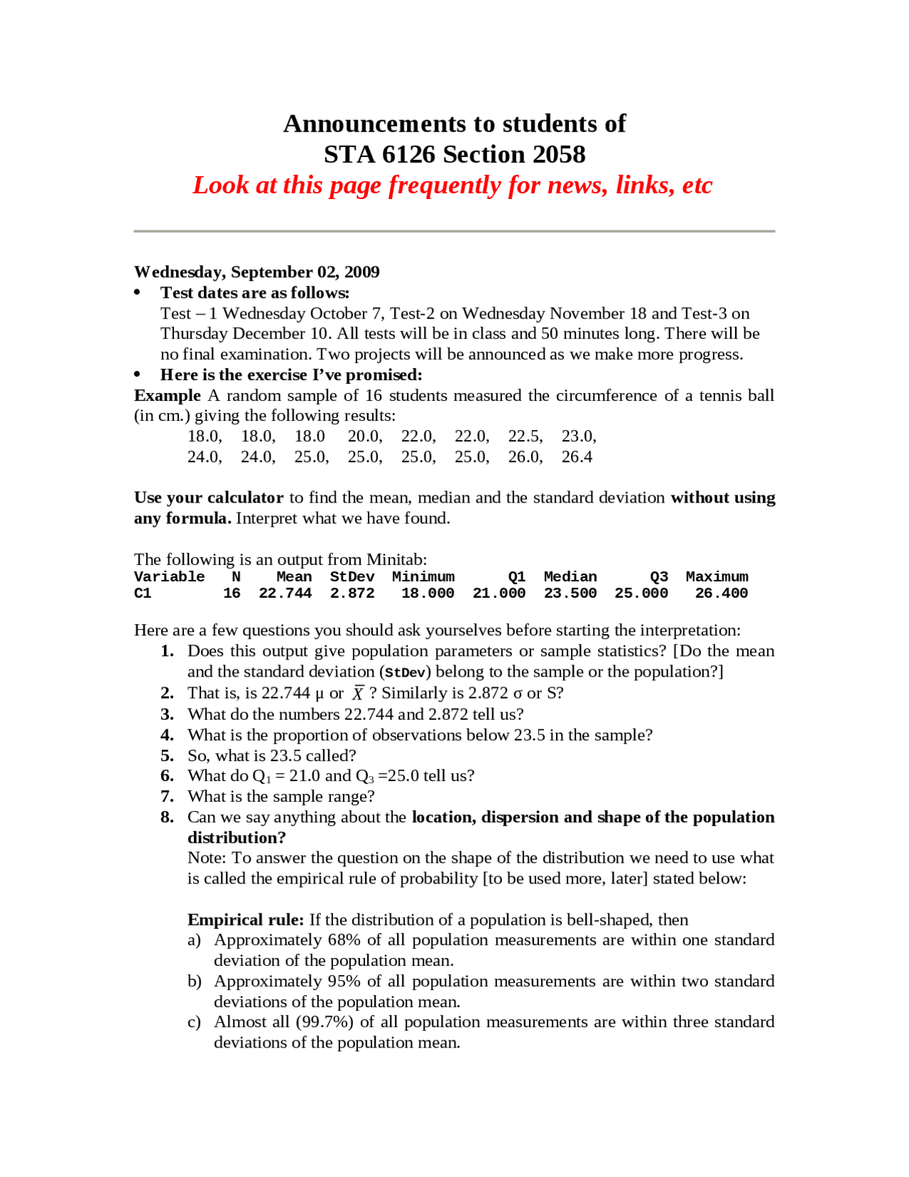 Review Sheet For Exam Statistics Methods Sta 6126 Docsity