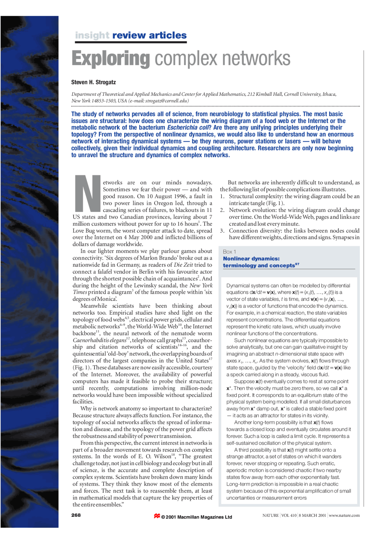 Exploring Complex Networks Insight Review Articles Engrmse 268
