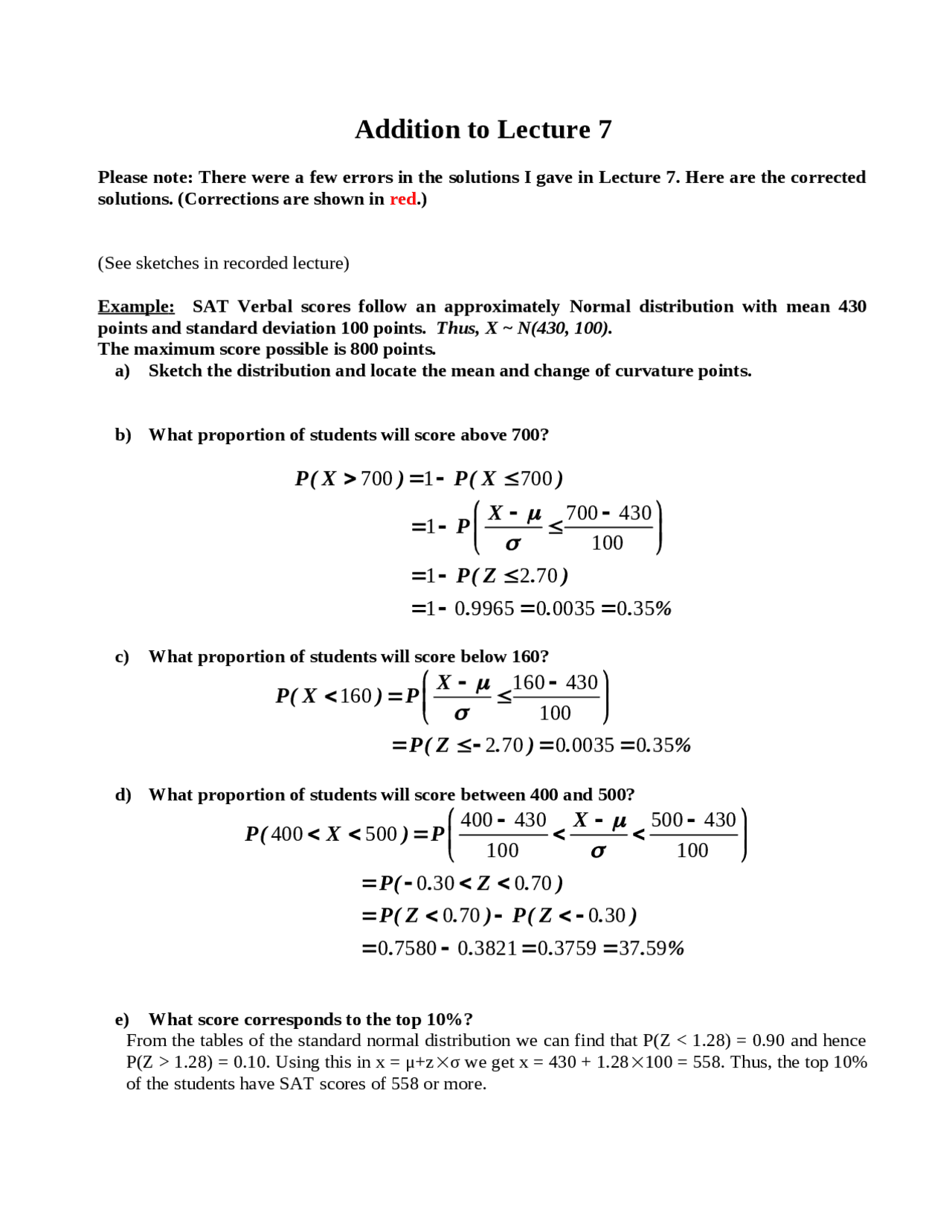 Problems with Solutions for Introduction to Statistics I | STA 2023 ...