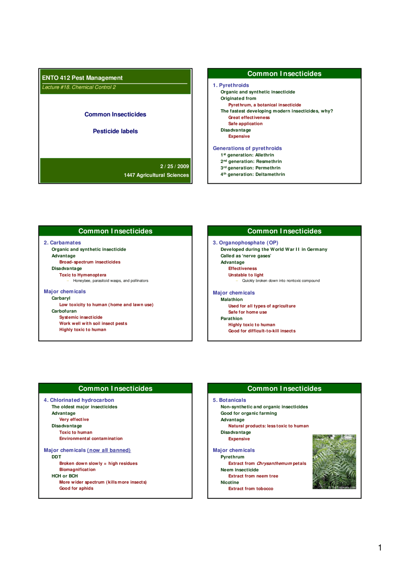 Chemical Control - Pest Management - Lecture Slides | ENTO 412 | Study ...