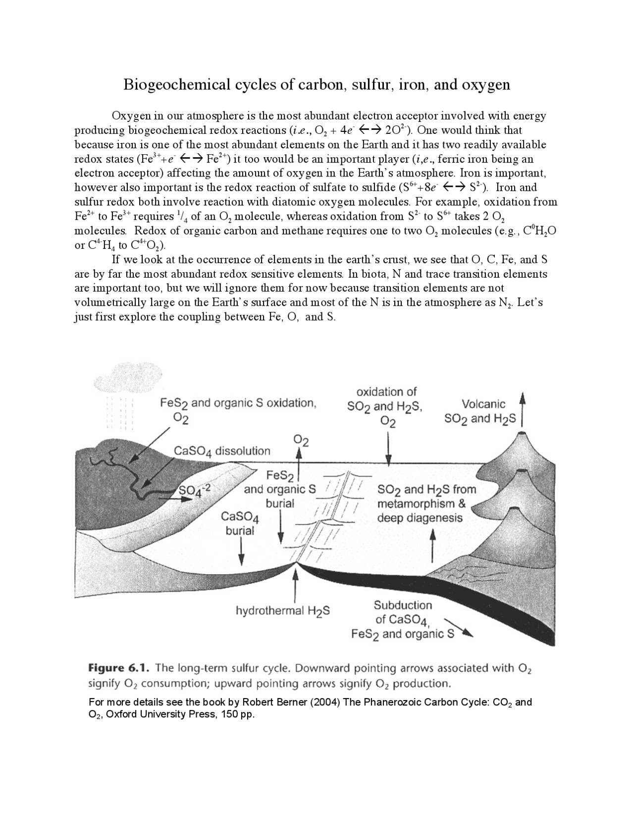 Biogeochemical Cycle of Carbon, Sulfur, Iron and Oxygen | GEOL 3020 ...