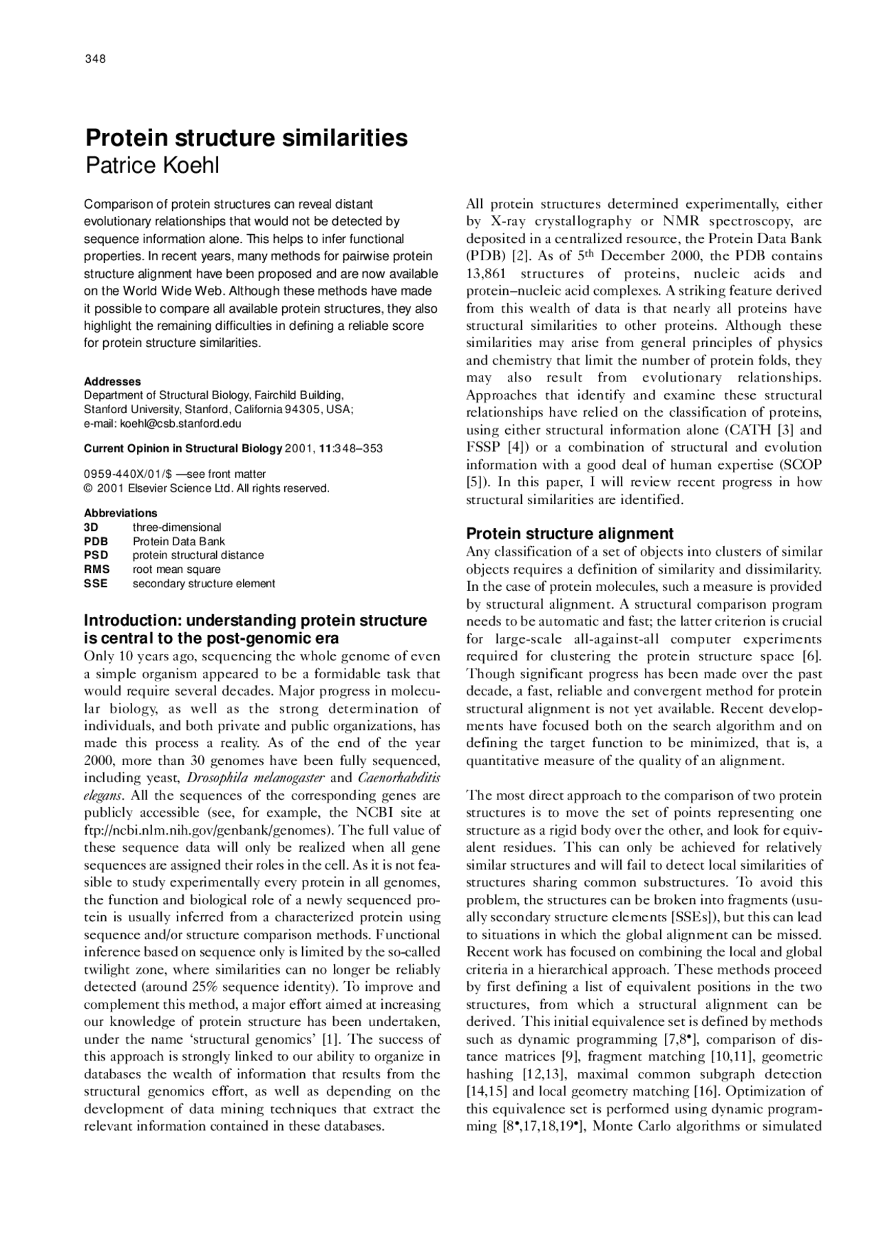 Paper For Protein Structure Similarities Ecs 229 Docsity