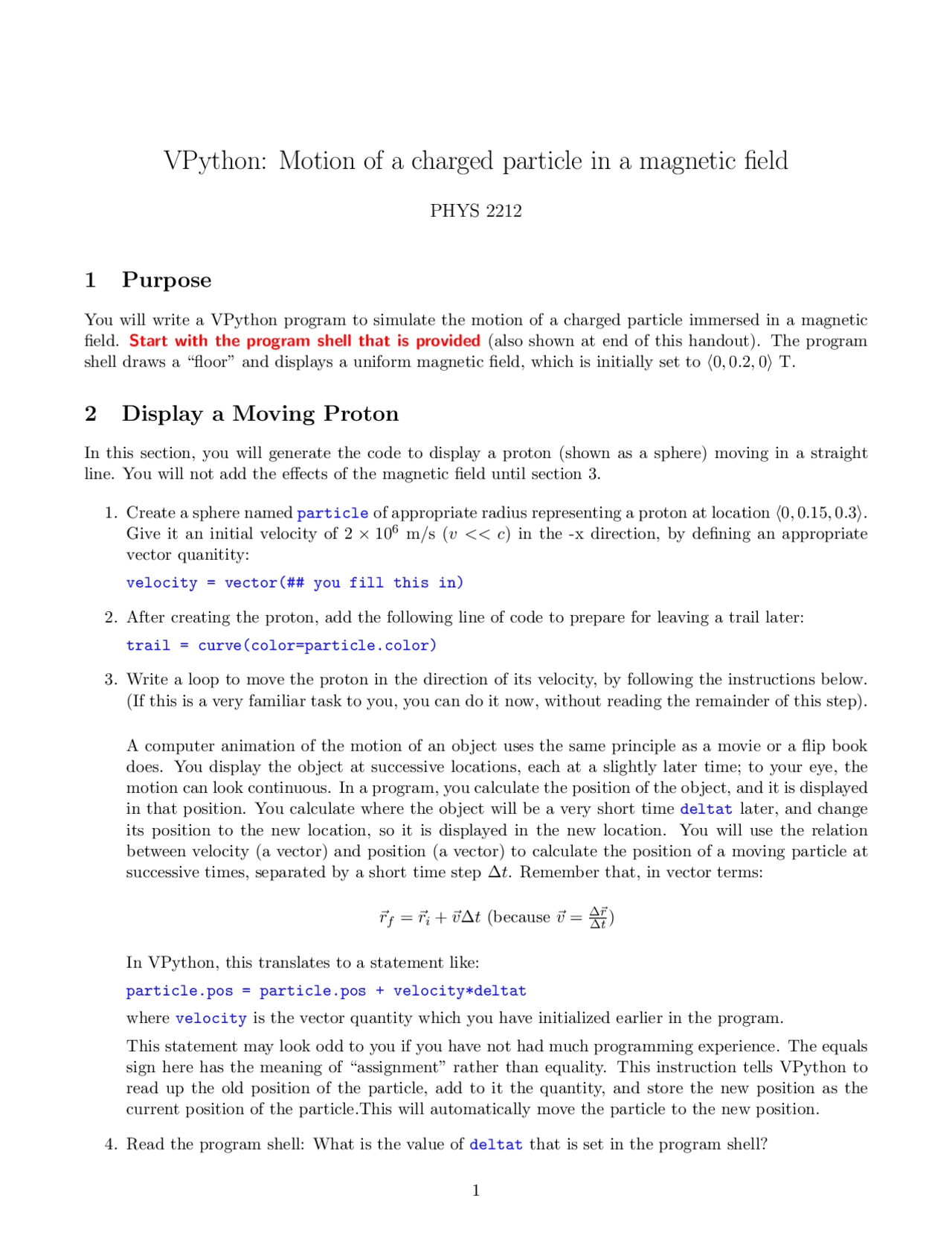 Motion of Charged Particle in Magnetic Field - Introduction Physics II | PHYS 2212 - Docsity