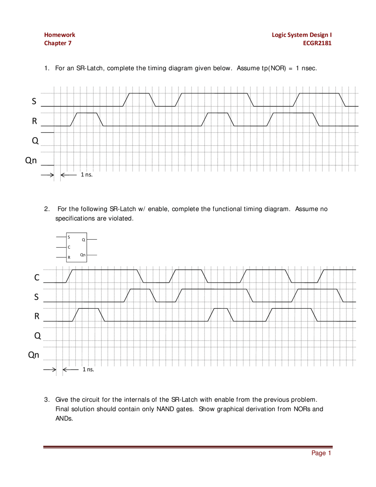 Assignment 7 For Logic System Design I Ecgr 2181 Docsity