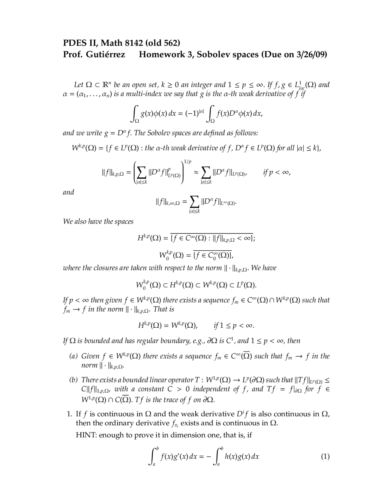 Partial Differential Equations Homework 3 Practice Problems Math