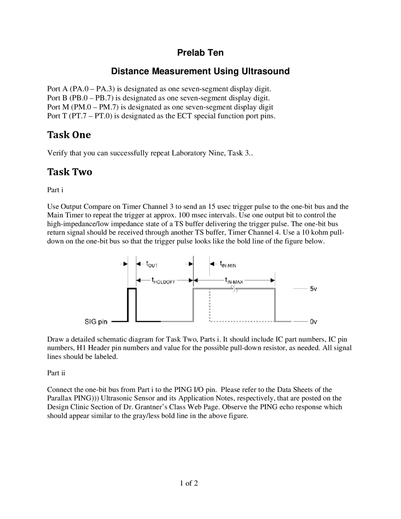Distance Measurement Using Ultrasound Microcontroller Applications Ece 4510 Lab Reports