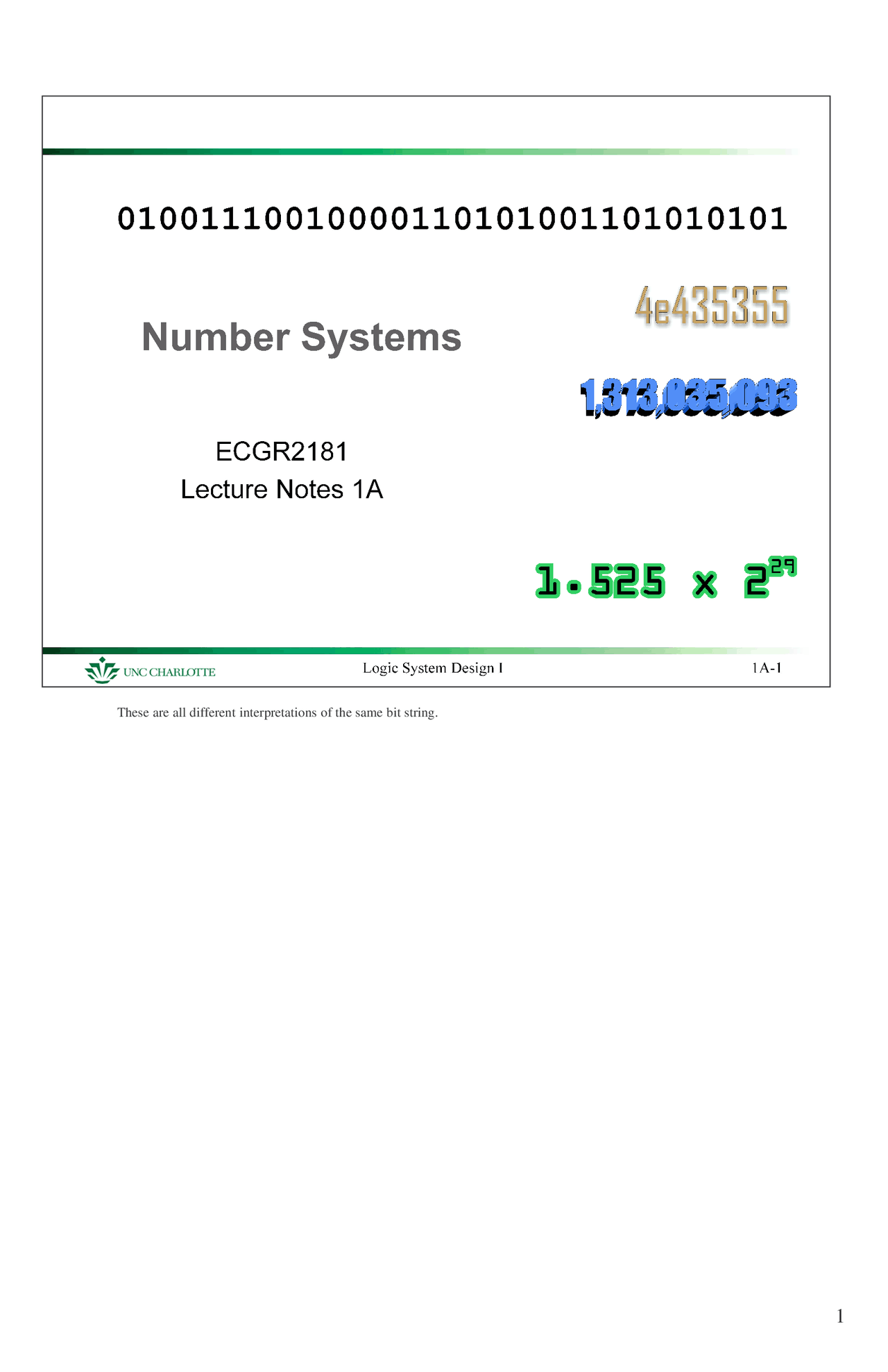 Number Systems Lecture Slides Ecgr 2181 Docsity