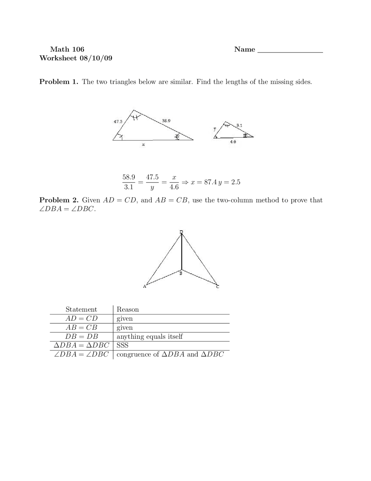 Assignment 7 With Problem For University Mathematics Math 106 Docsity