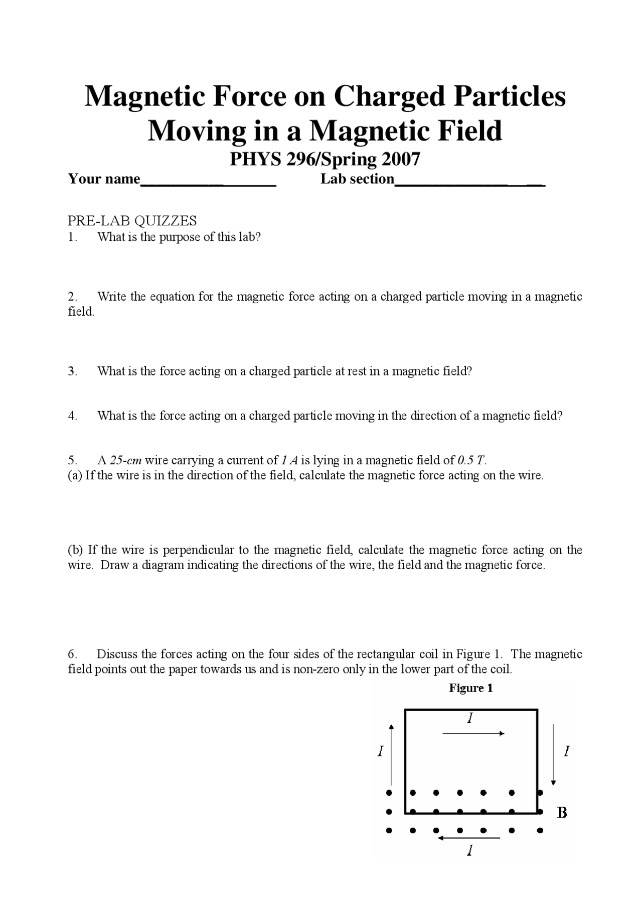 Magnetic Force On Charged Particles Moving In Magnetic Field Quizzes