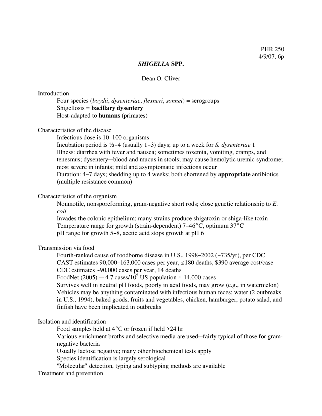 Shigella Spp. - Foodborne Informations and Intoxication - Handout | PHR ...