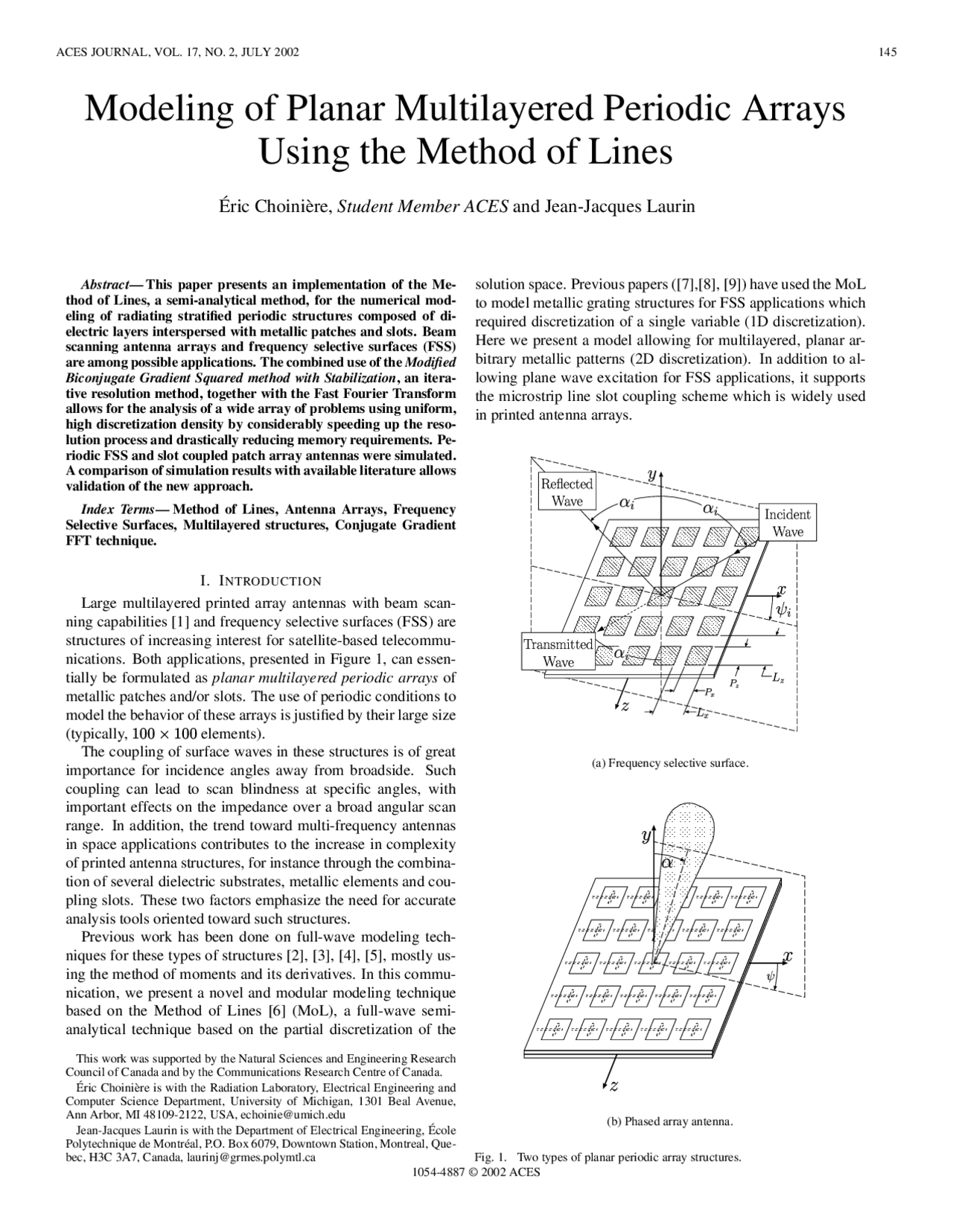 Modeling Of Planar Multilayered Periodic Arrays Using The Method Of