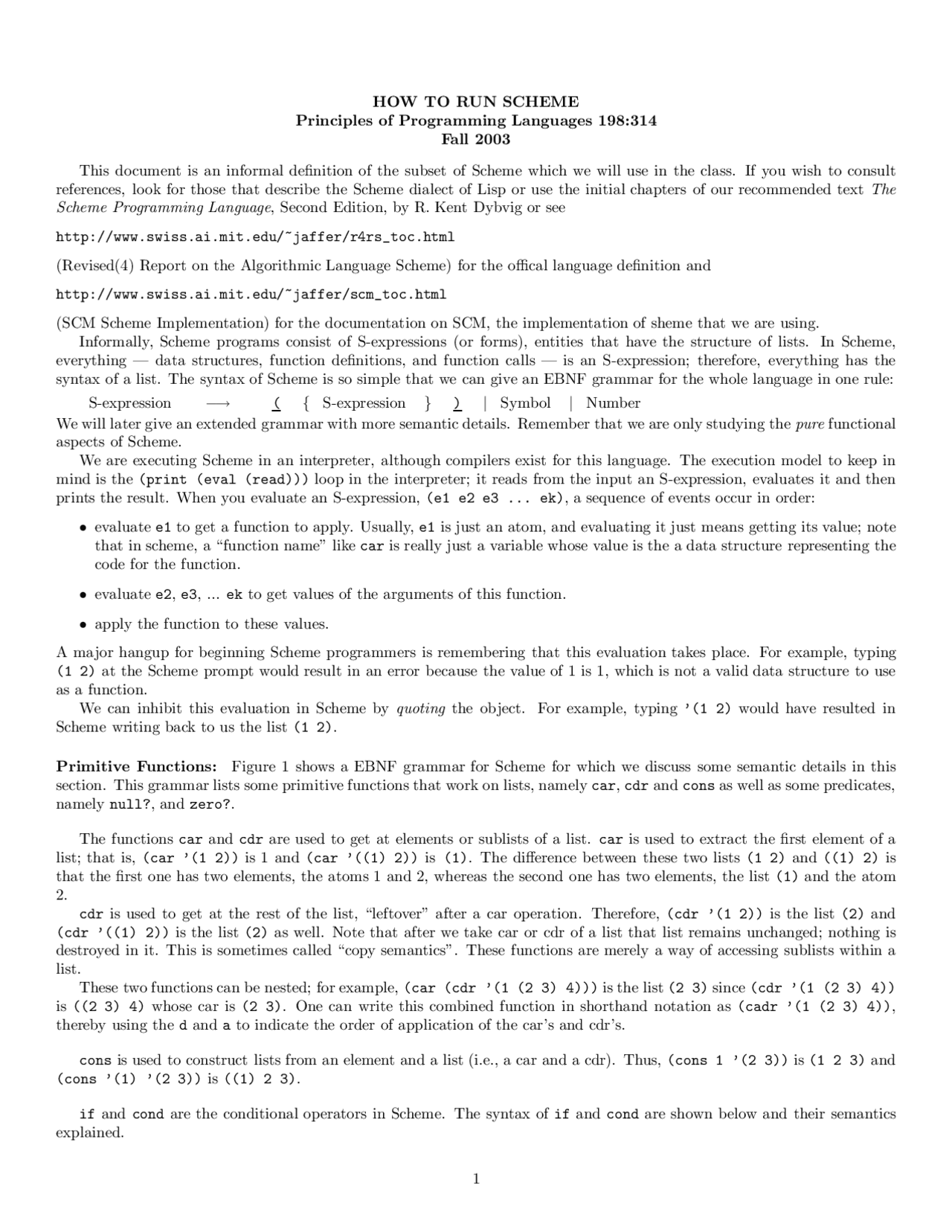 How to Run a Scheme? - Lecture Notes | 198 314 - Docsity