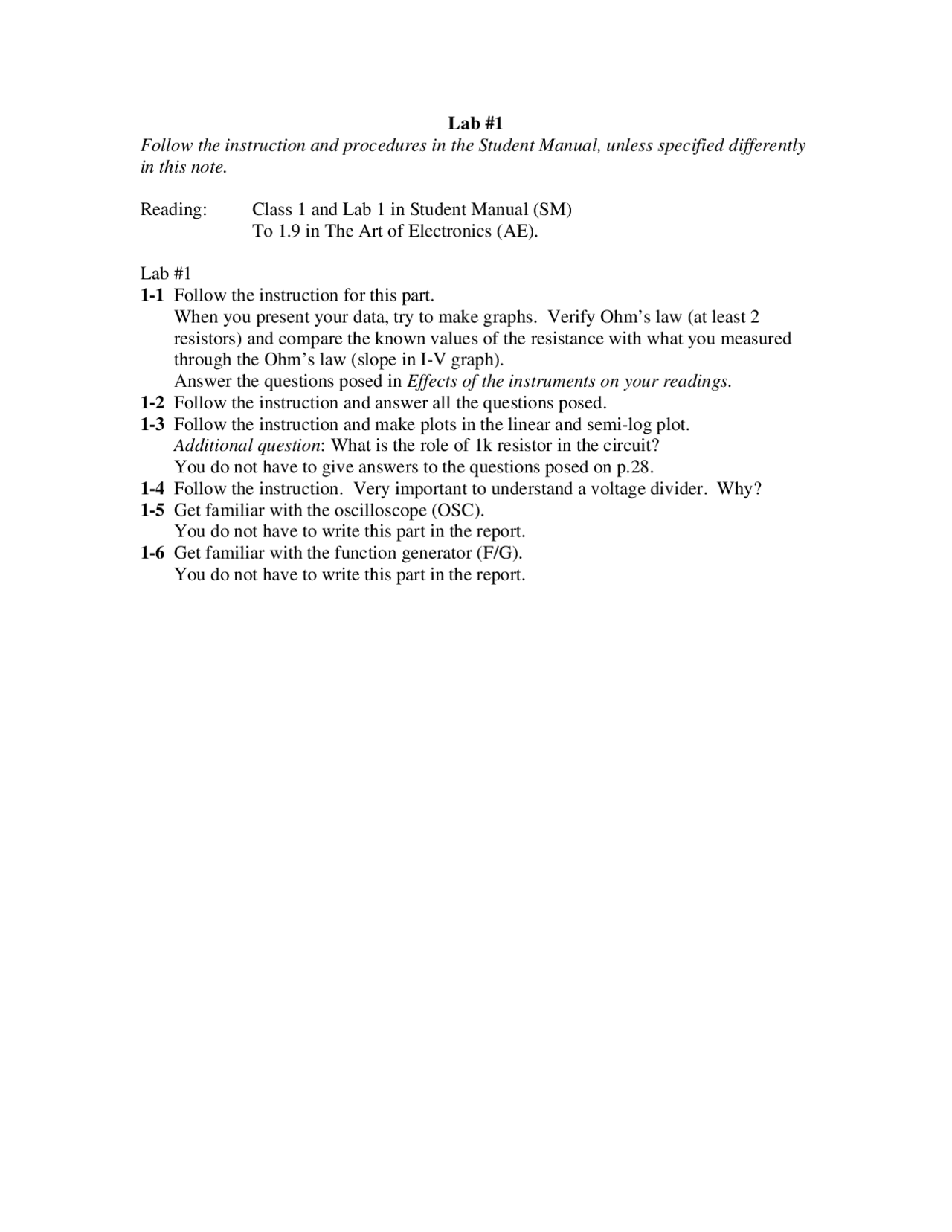 Laboratory Physics 1 Lab 1 Instructions Phy 4802l Docsity