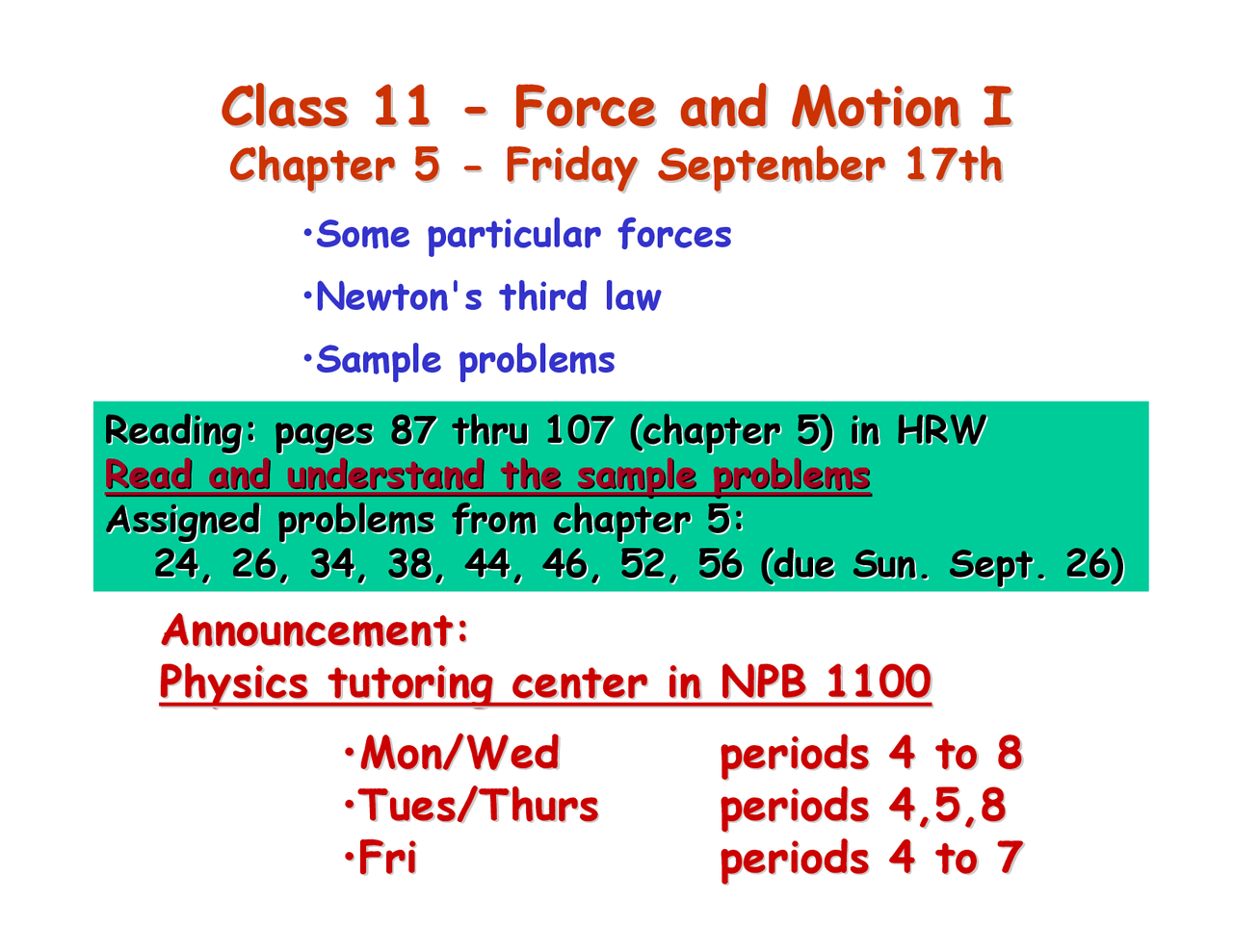 Force And Motion I Lecture Slides Phy 2048 Docsity