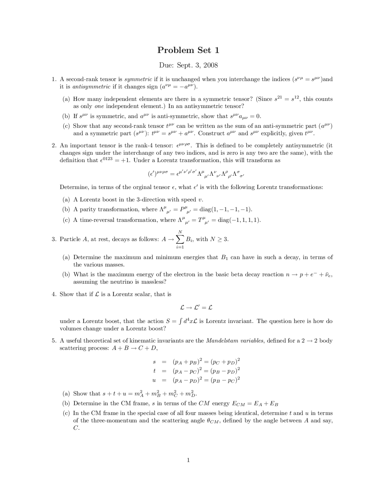 Nuclear And Particle Physics Problem Set 1 Phys 771 Docsity