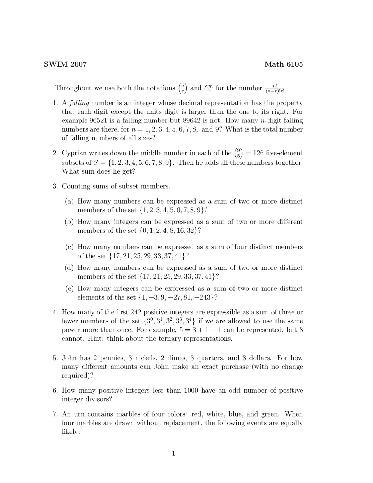 Assignment Problem Solving In Discrete Mathematics Math 6105 Docsity