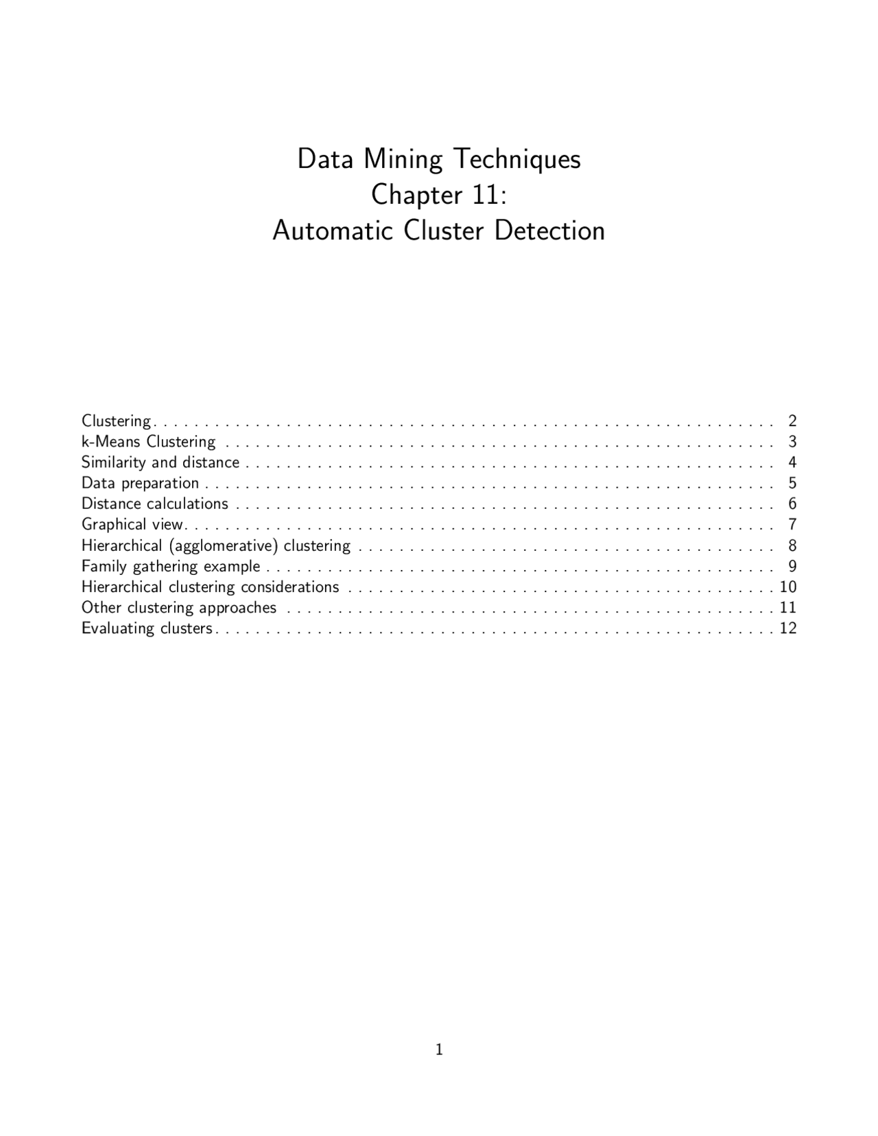 Lecture Notes On Automatic Cluster Detection Dsc 433 Docsity