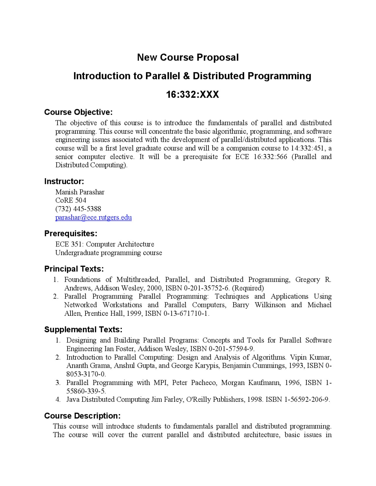Introduction To Parallel And Distributed Programming Project 332 451 Docsity