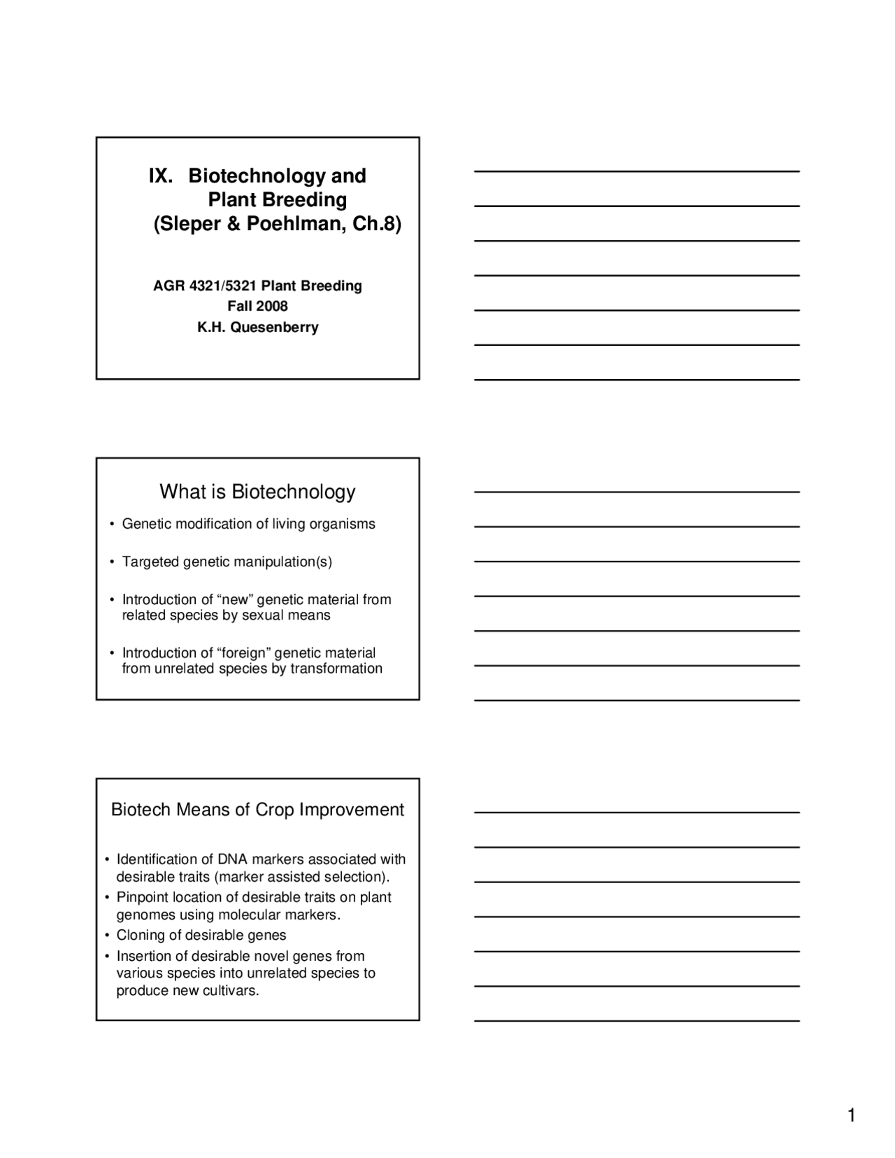 Biotechnology And Plant Breeding Lecture Slides Agr 4321 Docsity
