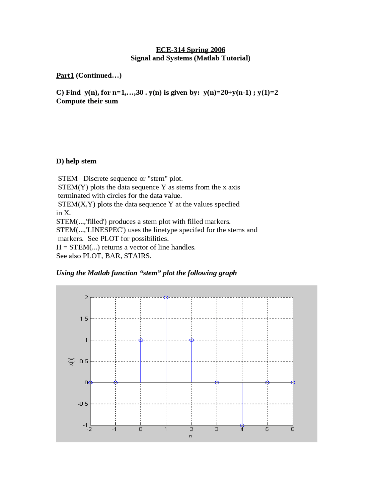 Practice Assignment - Signals and Systems | ECE 314 - Docsity Practice Assignment - Signals and Systems | ECE 314 - Docsity
