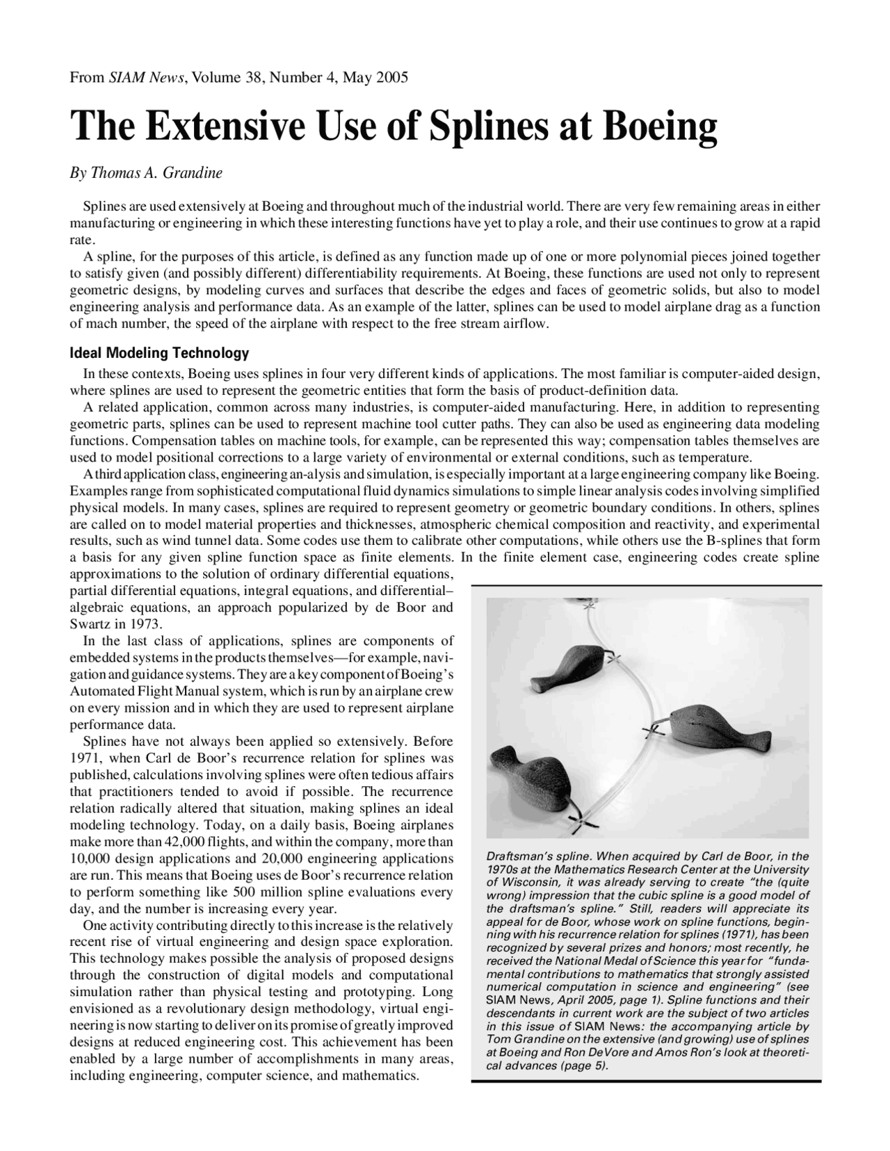 Notes on The Extensive Use of Splines at Boeing | ME 17 - Docsity