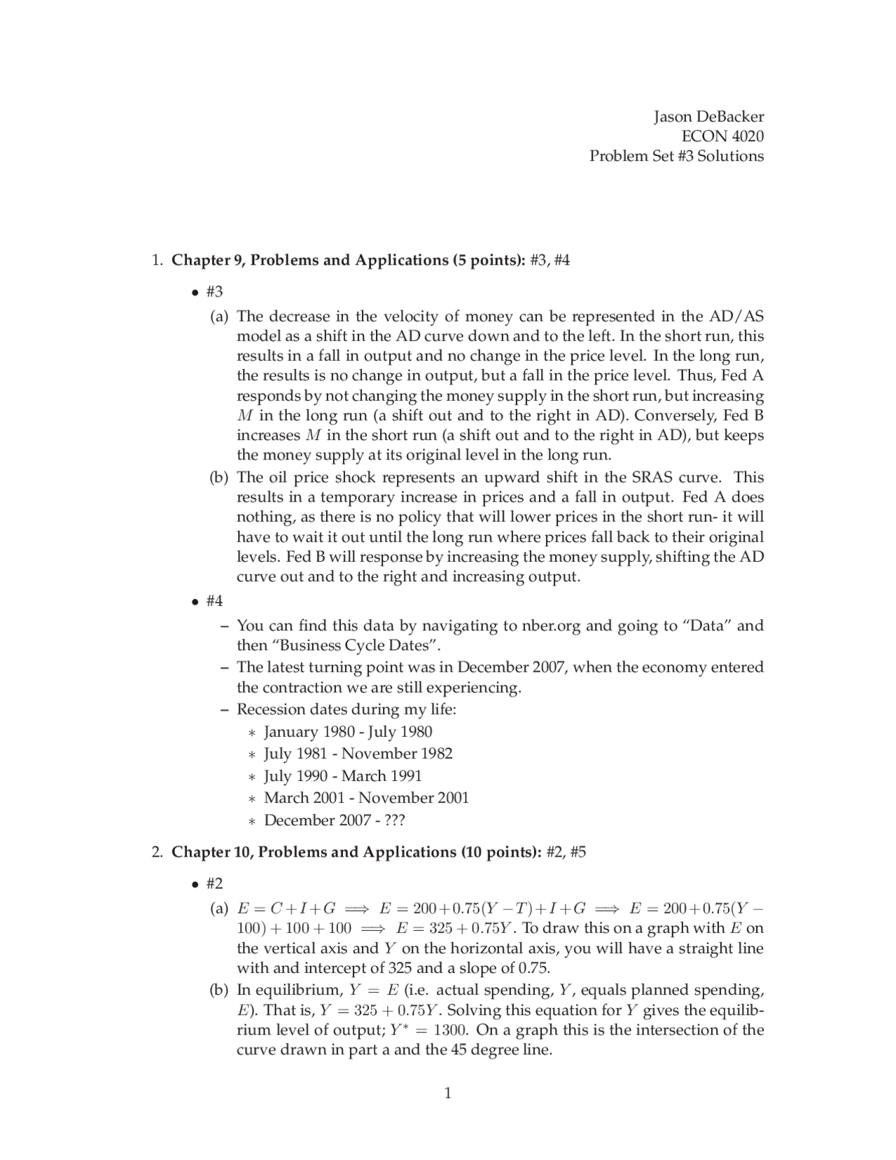 Solved Assignment 3 for Intermediate Macroeconomics | ECON 4020 | Assignments Economics | Docsity