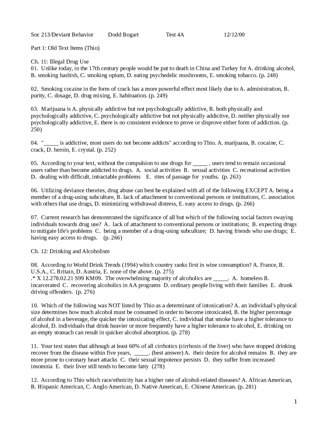 80 Questions In Social Deviance Exam 4 Soc 213 Docsity